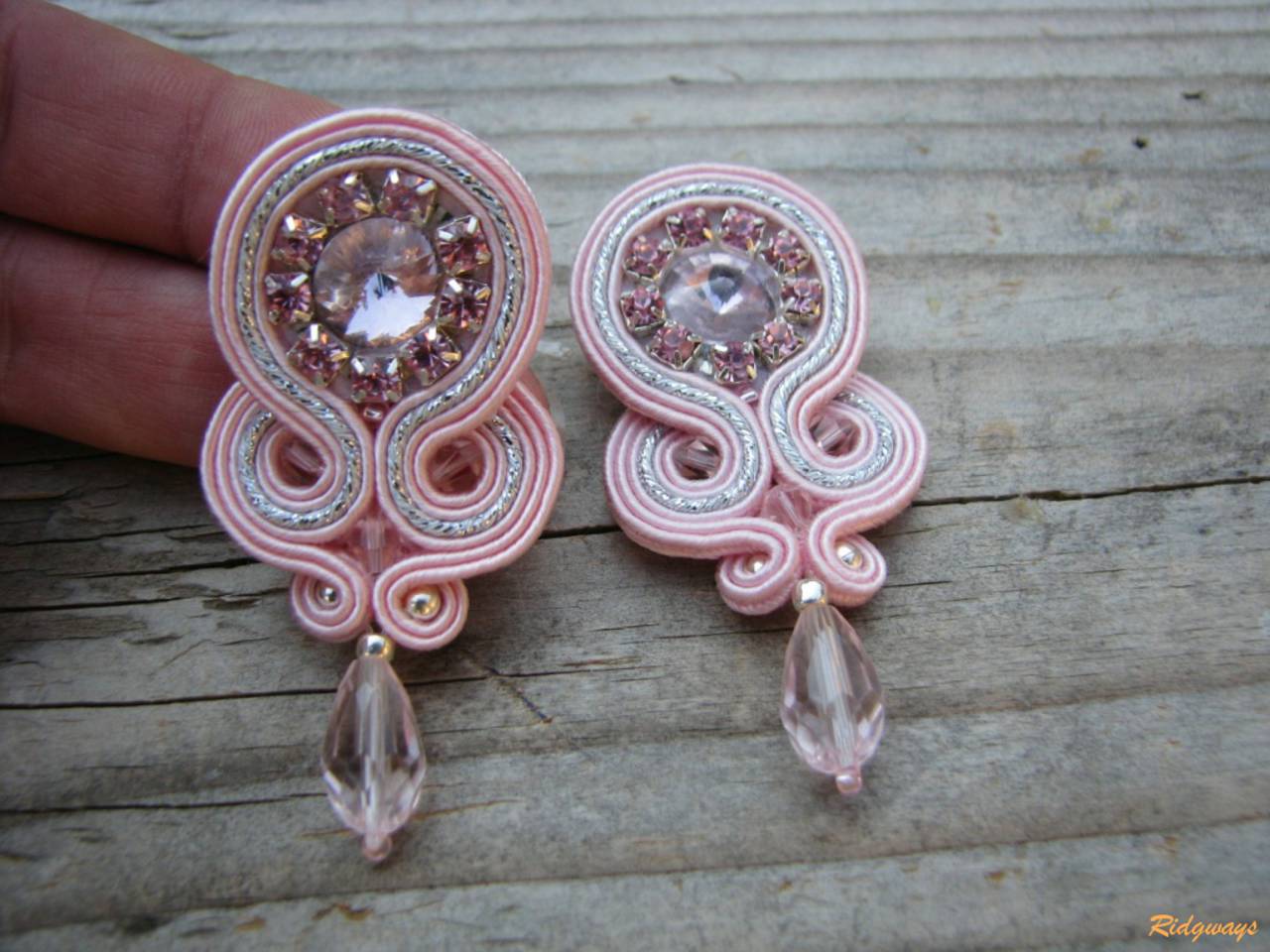 Simple teardrop...soutache (Rose/Silver) / Ridgways - SAShE.sk