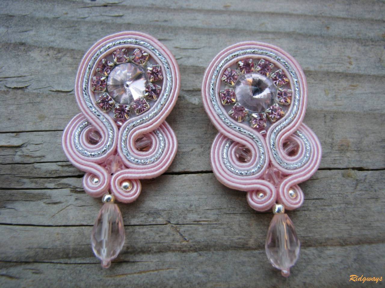 Simple teardrop...soutache (Rose/Silver) / Ridgways - SAShE.sk
