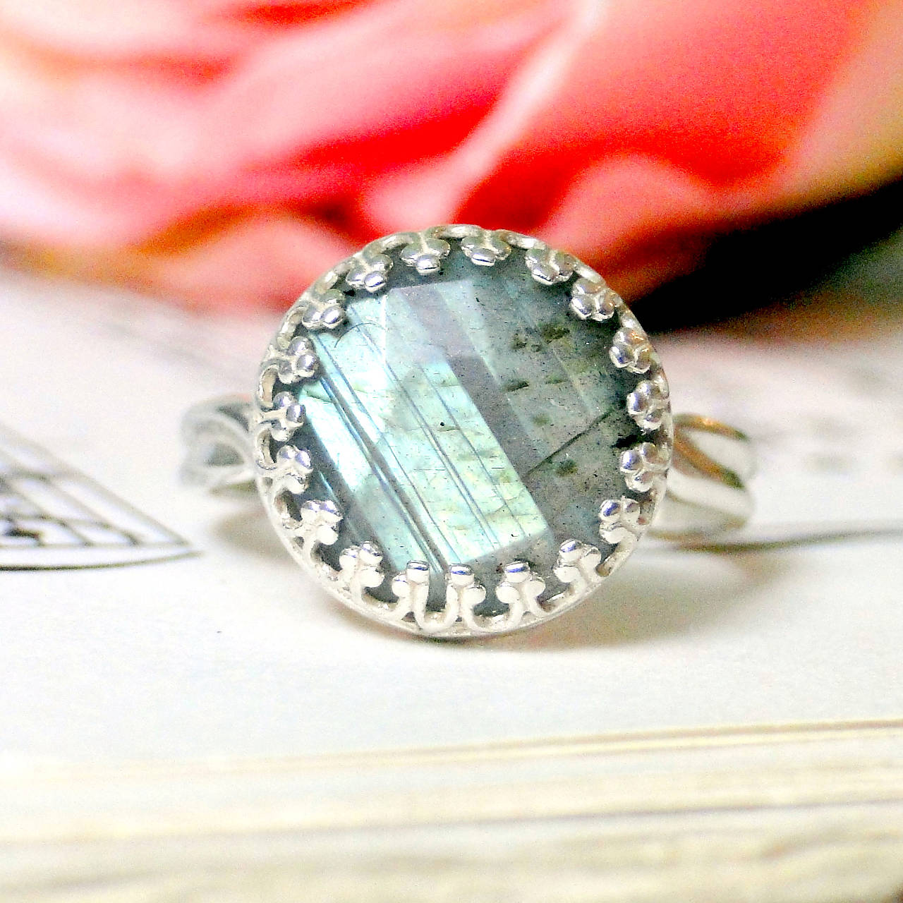 Faceted Labradorite Ring & Silver Ag925 / Strieborný prsteň s ...