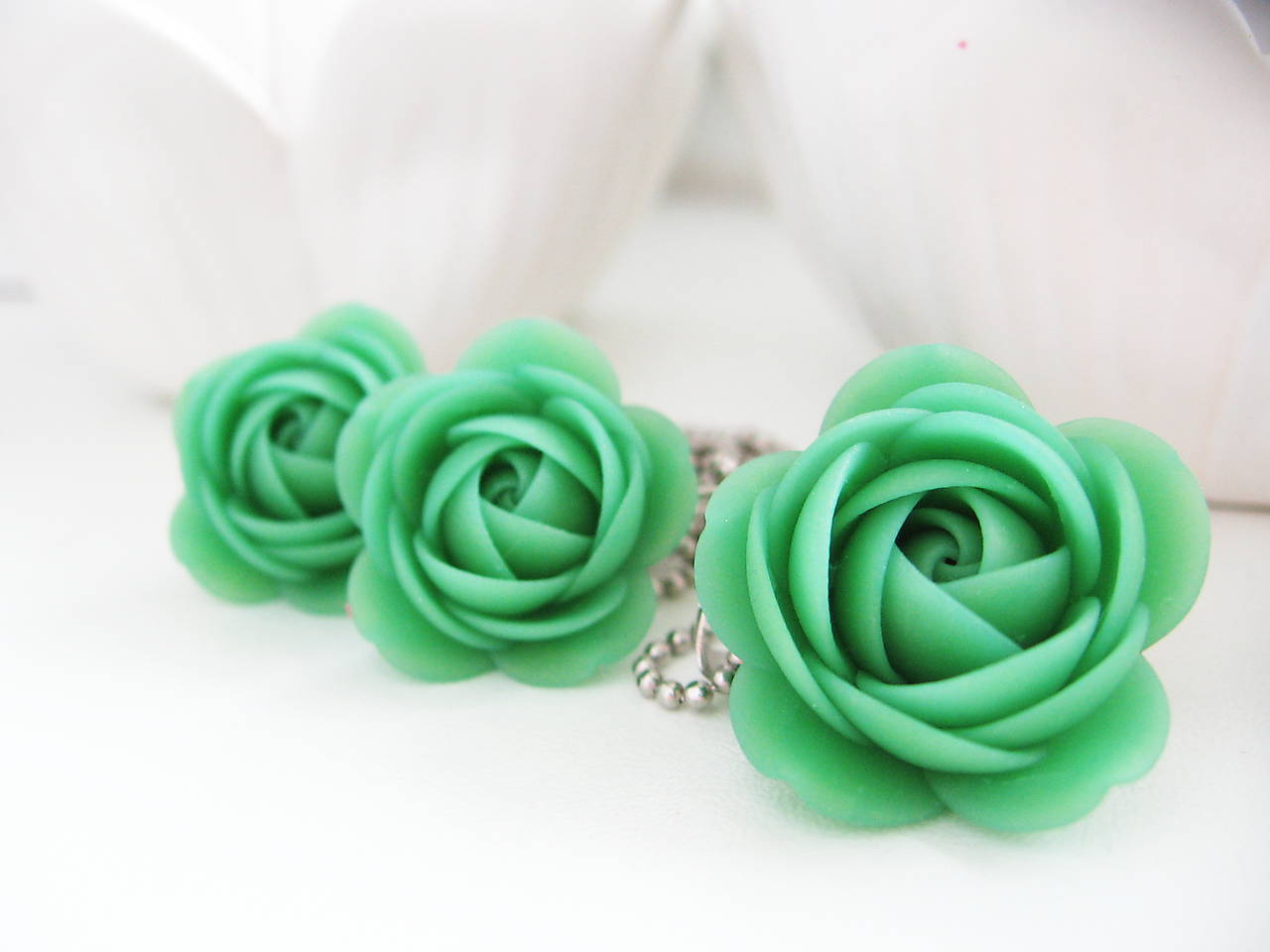 Green jade, sada visací náušnice a náhrdelník / Kaori - SAShE.sk