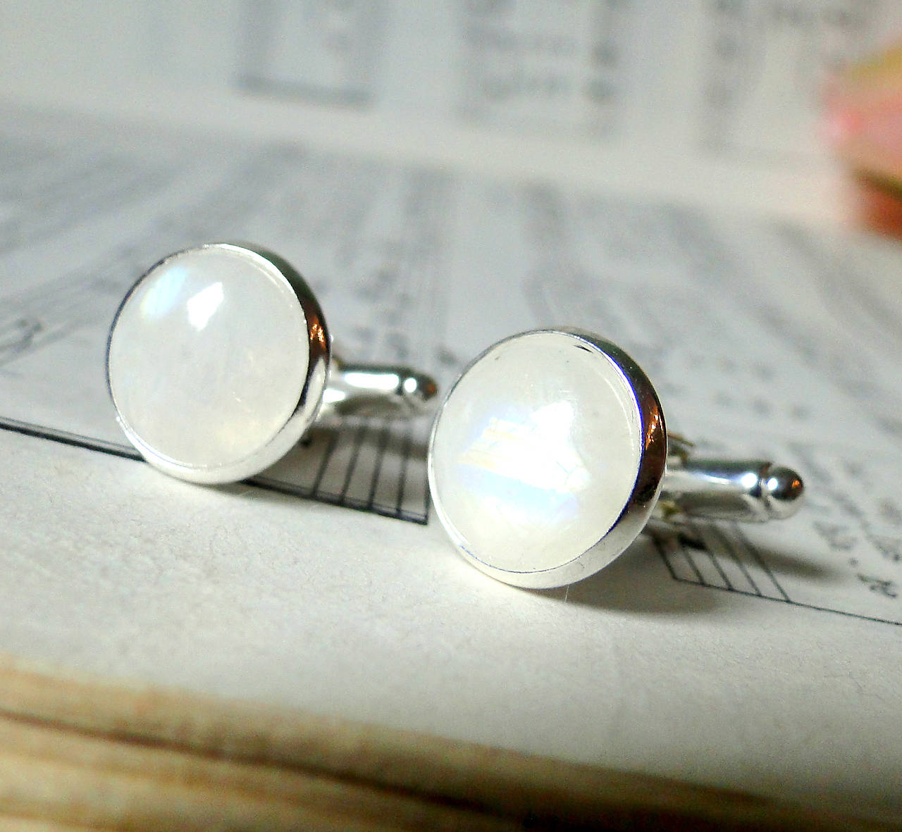 Moonstone Cufflinks / Manžetové gombíky s mesačným kameňom /0564 ...