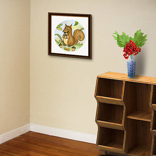 Jesenný obrázok simple (veverička v kruhu) / relevator - SAShE.sk