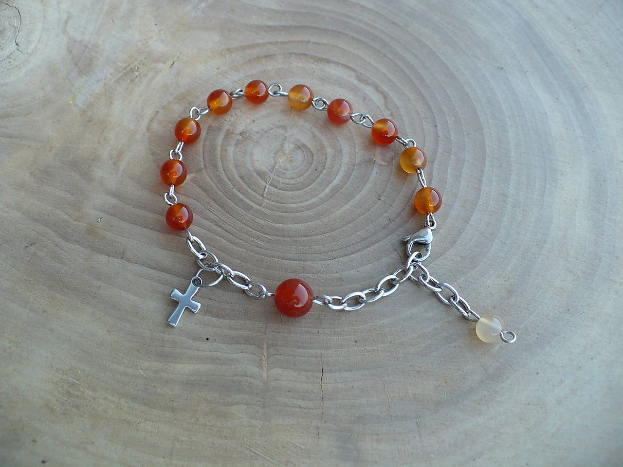 Ruženec na ruku z Karneolu-chirurgická oceľ / DoTishop - SAShE.sk