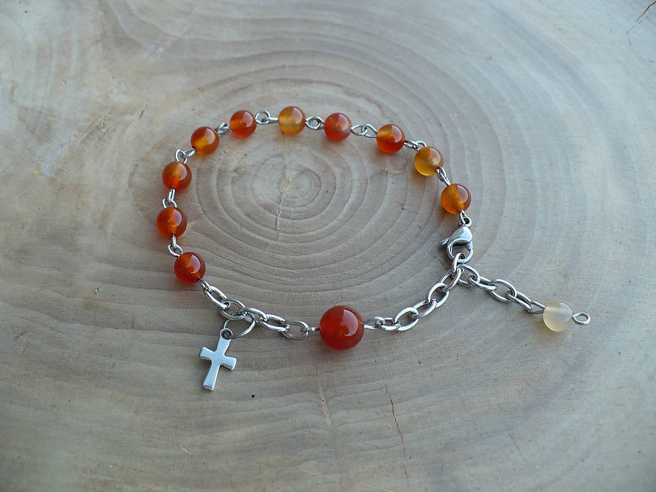 Ruženec na ruku z Karneolu-chirurgická oceľ / DoTishop - SAShE.sk