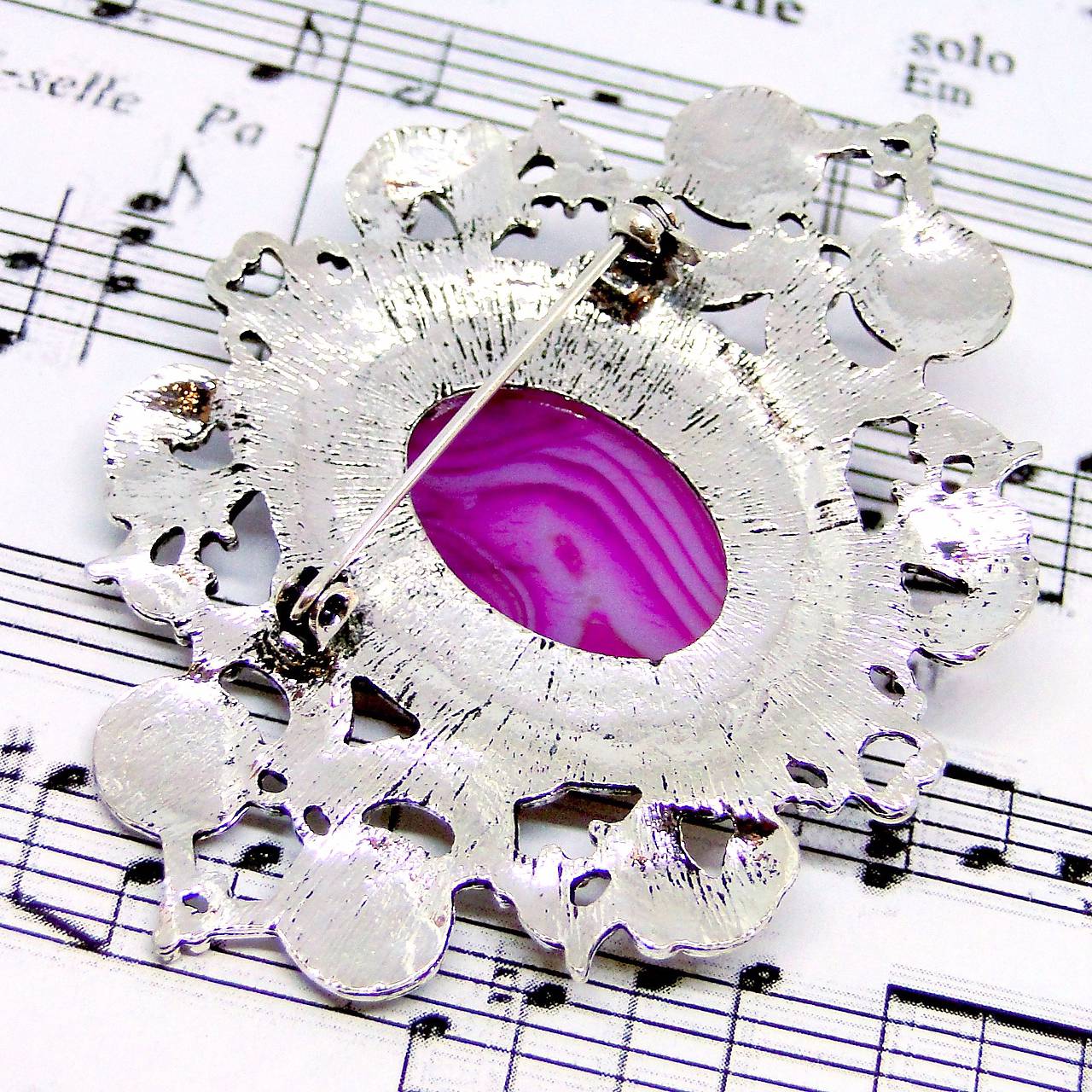 Barocco Violet Variscite Brooch / Baroková brošňa s fialovým variscitom ...