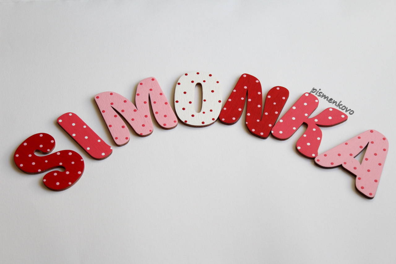 Bodkované meno SIMONKA drevené písmenká / pismenkovo - SAShE.sk