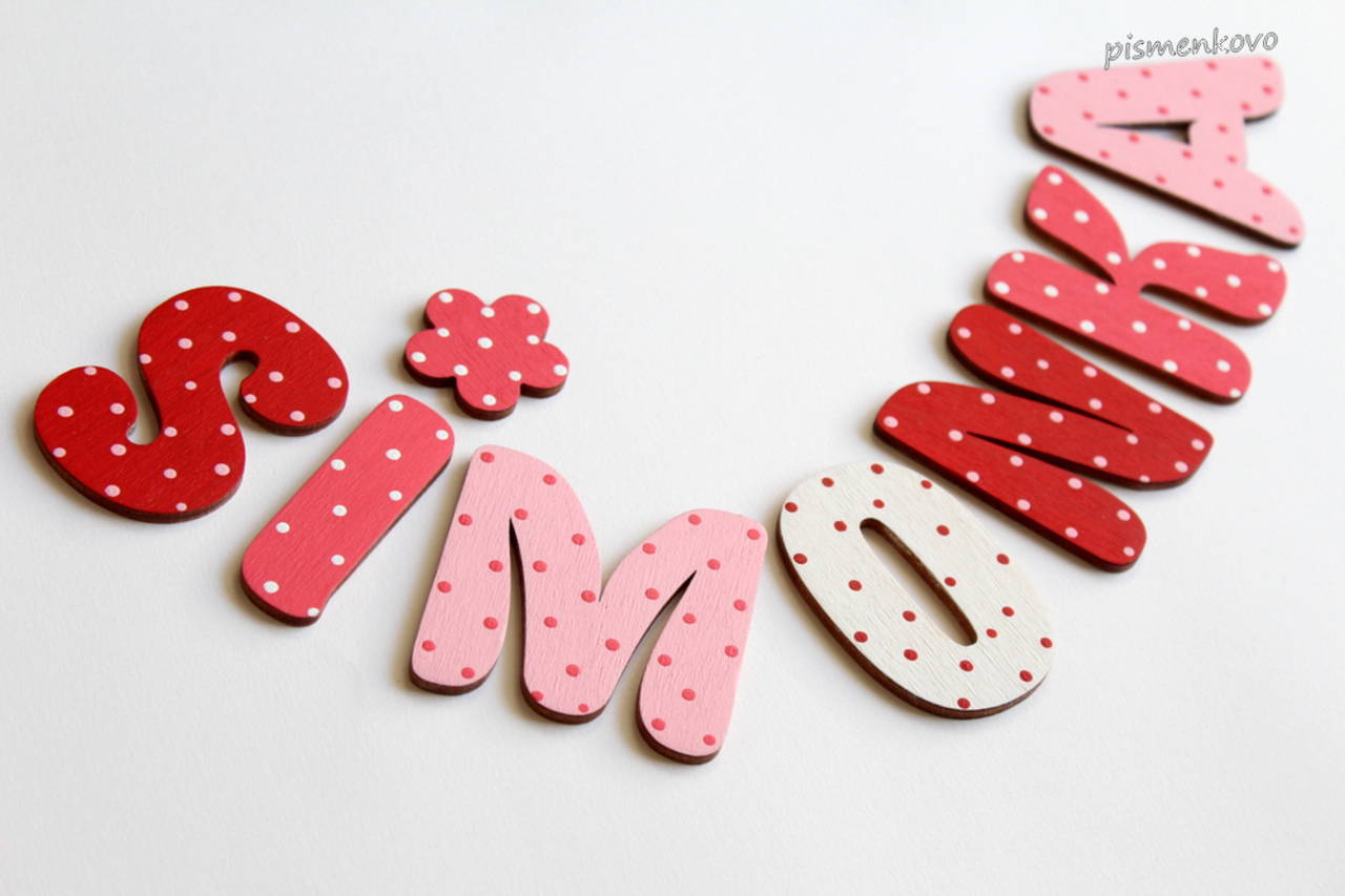 Bodkované meno SIMONKA drevené písmenká / pismenkovo - SAShE.sk