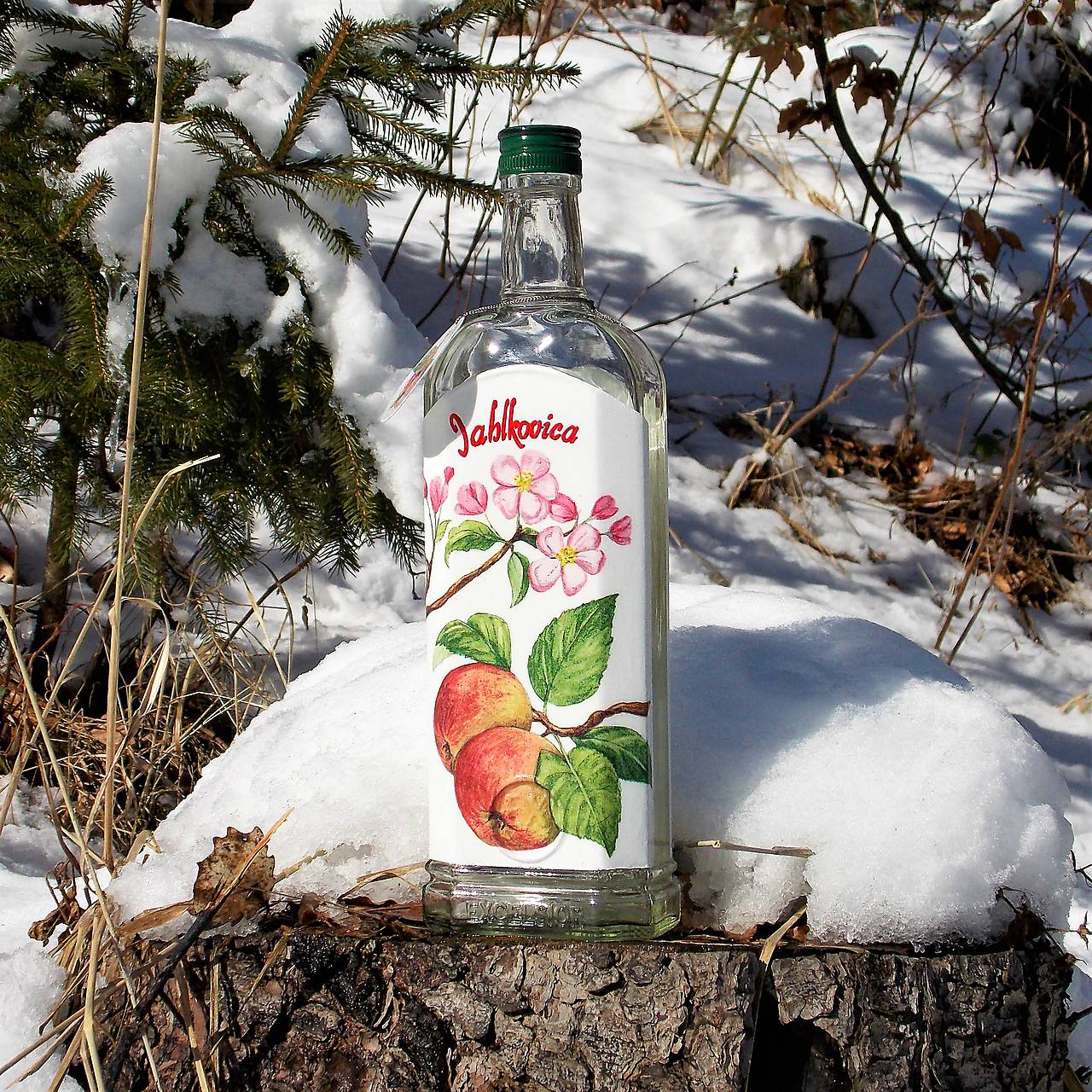 Ozdobná darčeková fľaša na pálené Jablkovica / Anjeliky - SAShE.sk