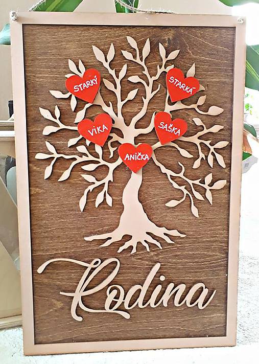 Rodinný strom s červenými srdiečkami / sisanka - SAShE.sk