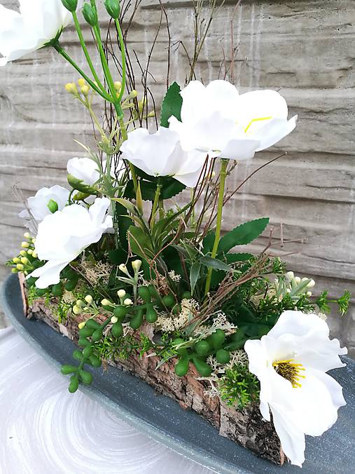 Dekorácia na stôl "biely mak" / Pivonkadekor - SAShE.sk