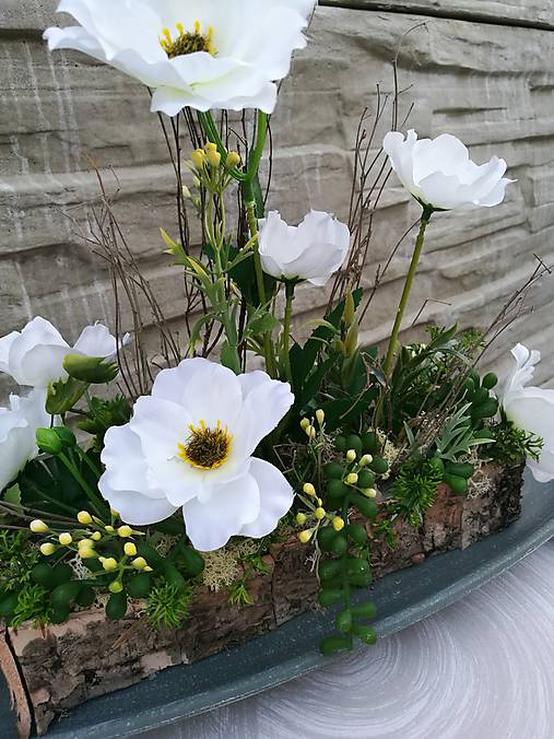 Dekorácia na stôl "biely mak" / Pivonkadekor - SAShE.sk