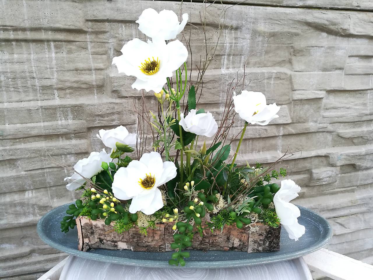 Dekorácia na stôl "biely mak" / Pivonkadekor - SAShE.sk