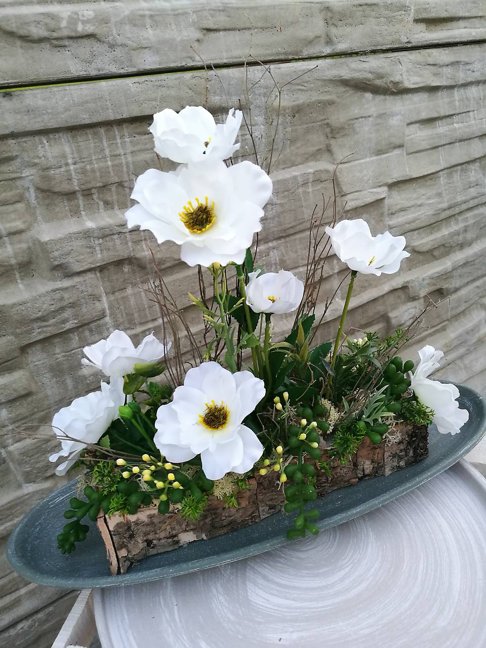 Dekorácia na stôl "biely mak" / Pivonkadekor - SAShE.sk