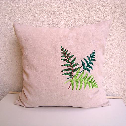 ZĽAVA ! ! ! Ľanová obliečka na vankúš (Papraď samčia/Dryopteris filix ...