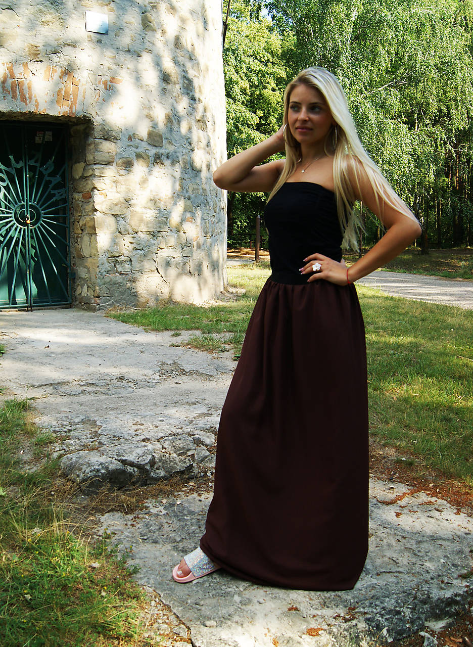 MAXI šifónová sukňa hnedá / TrishaFate - SAShE.sk