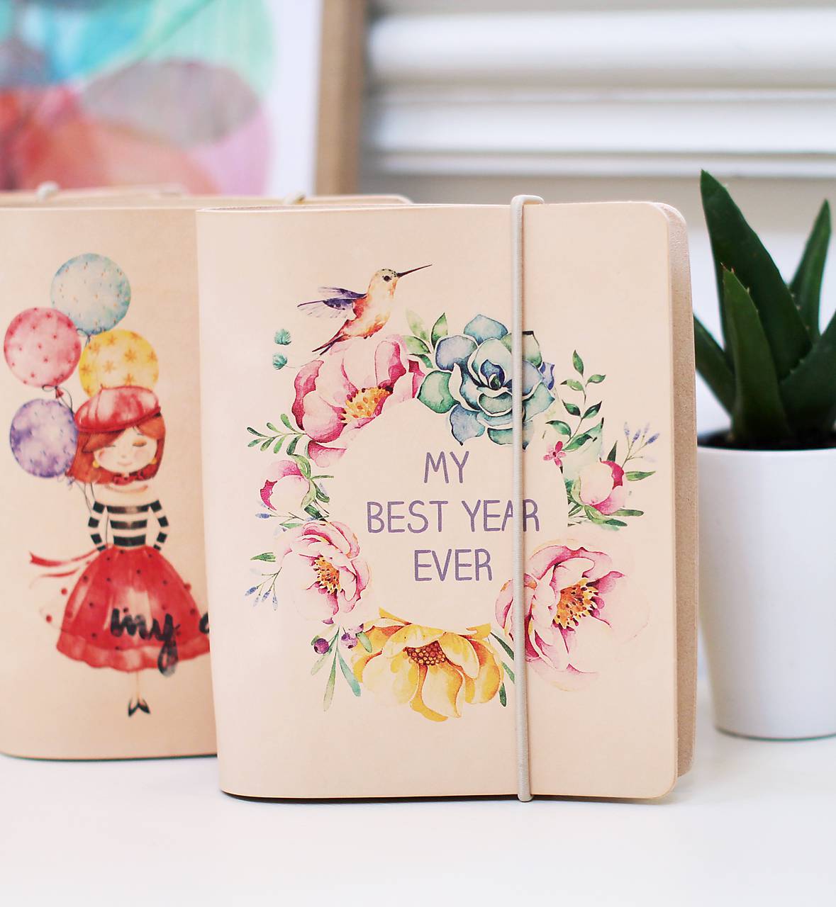 Kožený diár na rok 2019 A6 / 4 druhy (Diár VENČEK S KOLIBRÍKOM) / PURE ...