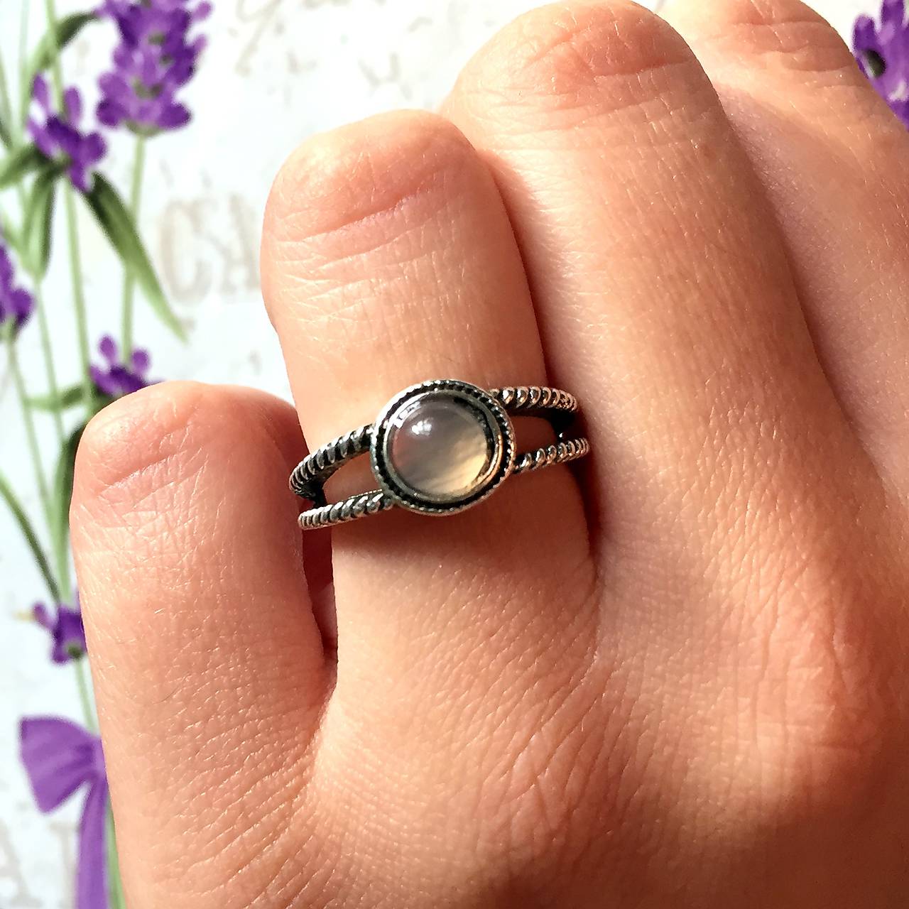 Delicate Grey Agate Ring / Jemný vintage prsteň so šedým achátom /1175 ...