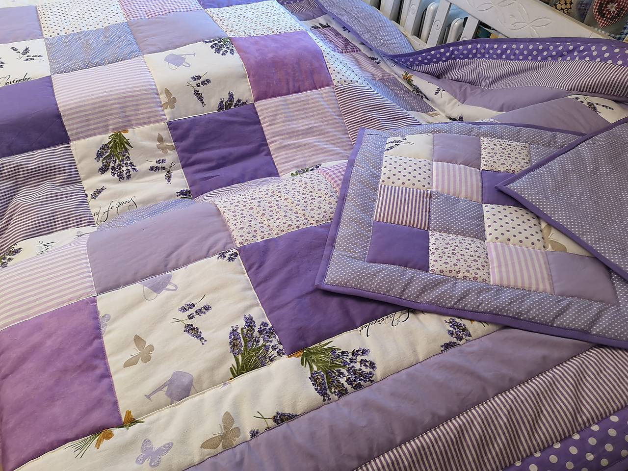 Patchwork deka +vankúše Lilac / Predajnicka - SAShE.sk