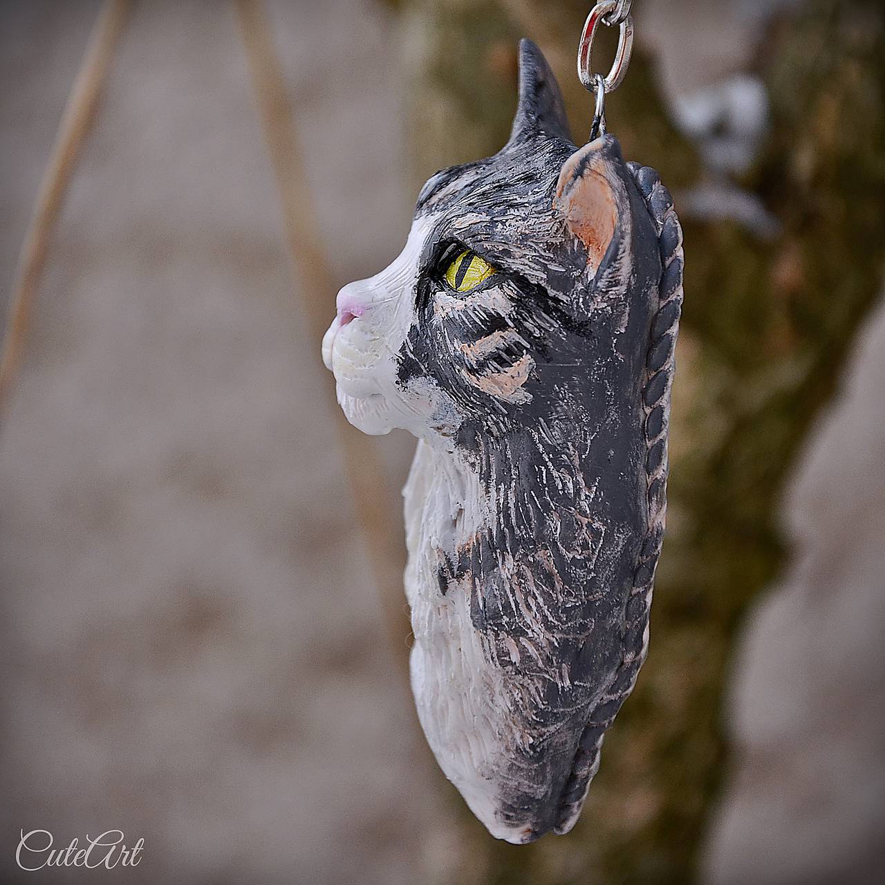 Mainská mývalia mačka - kľúčenka podľa fotografie / CuteArt - SAShE.sk