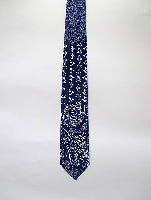 Kravata folk modrotlač patchwork (č.3) / Tanja.L - SAShE.sk