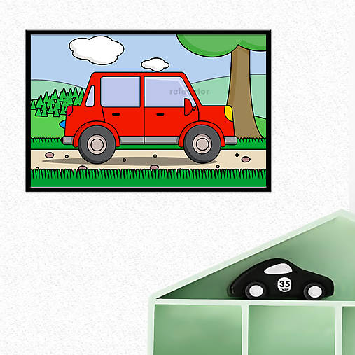 Auto - grafika do detskej izbičky (hranaté päťdverové v prírode ...