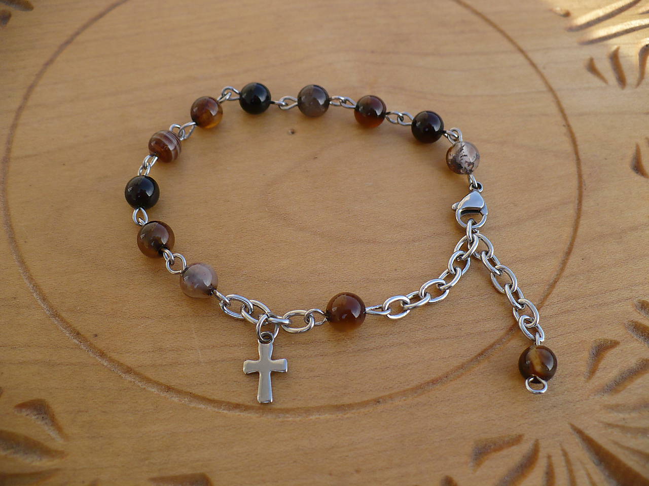 Ruženec na ruku z hnedého Achátu / DoTishop - SAShE.sk