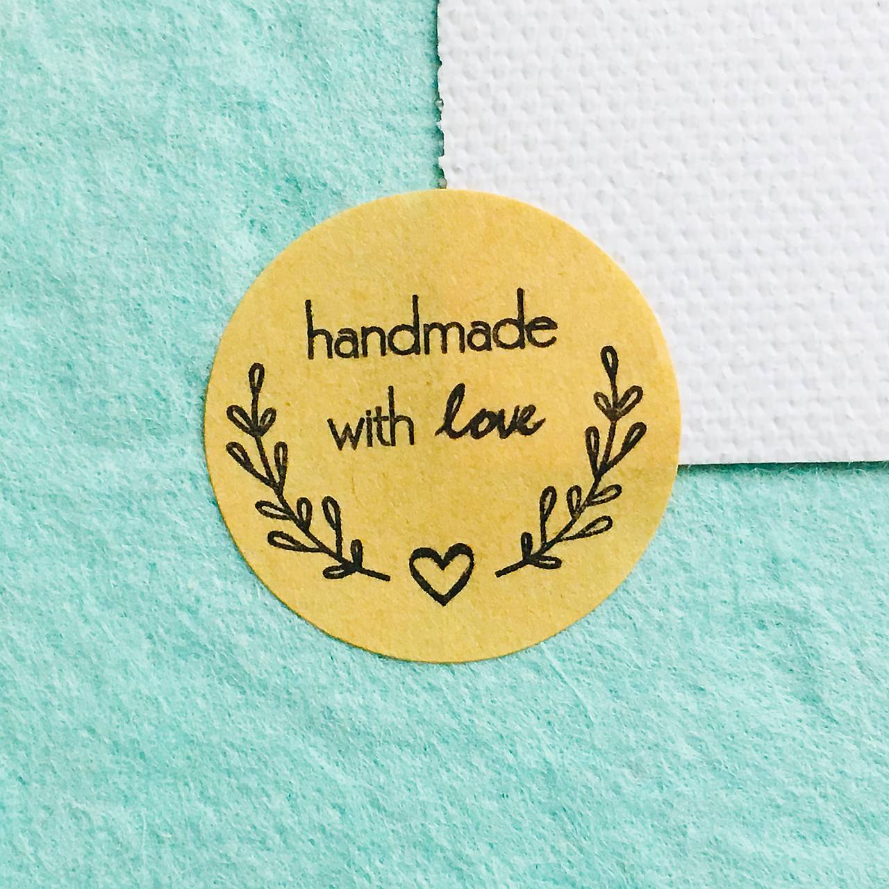 papierové nálepky "Handmade" | balimedarceky.sk