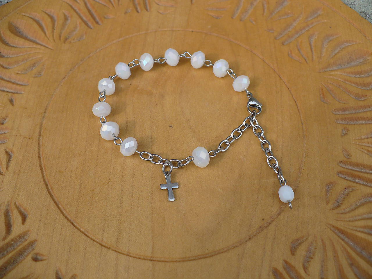 Ruženec na ruku z brúsených korálok-oceľ / DoTishop - SAShE.sk