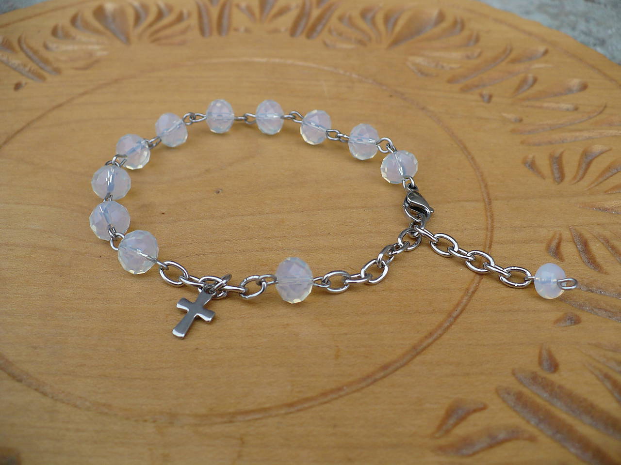 Ruženec na ruku z brúsených korálok-oceľ / DoTishop - SAShE.sk