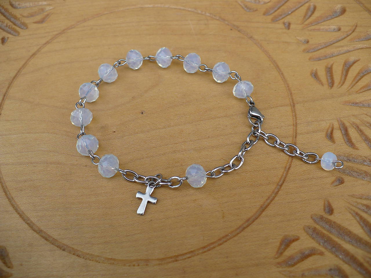 Ruženec na ruku z brúsených korálok-oceľ / DoTishop - SAShE.sk