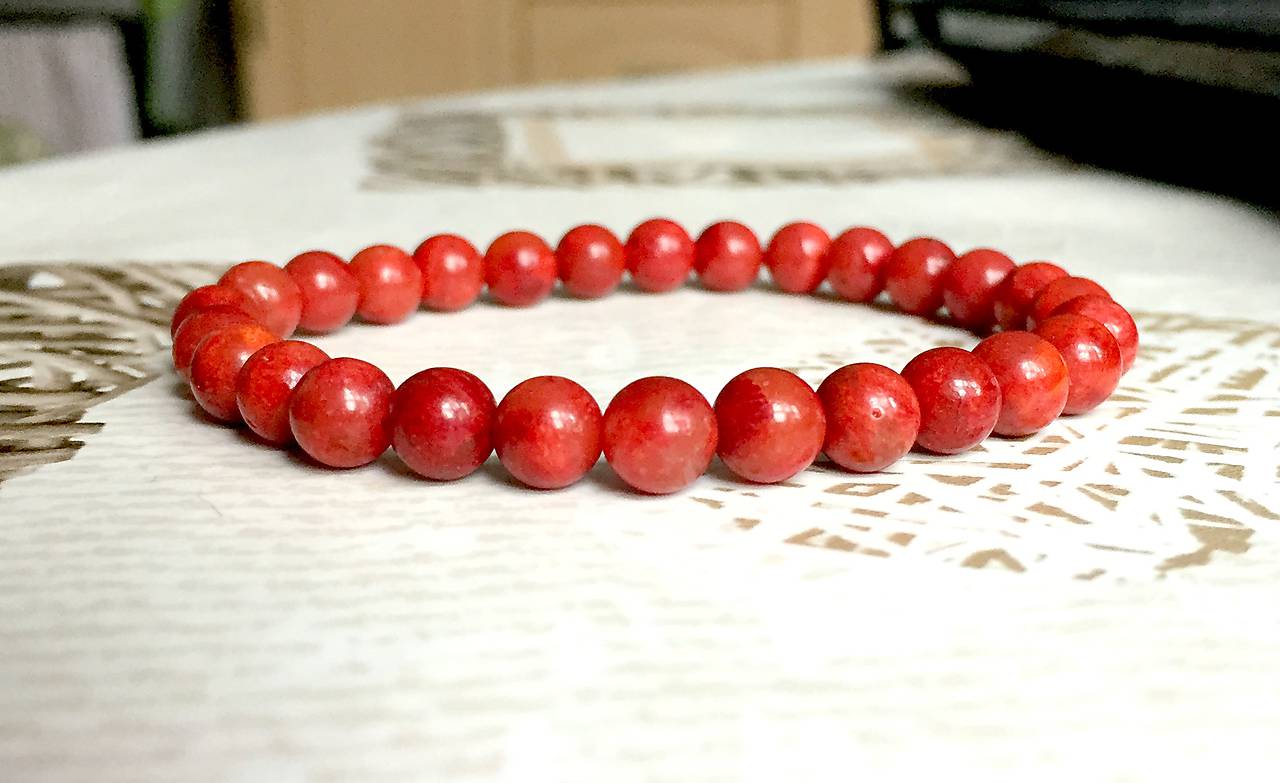 Elastic Red Coral Bracelet / Elastický náramok s koralom / LaWande ...