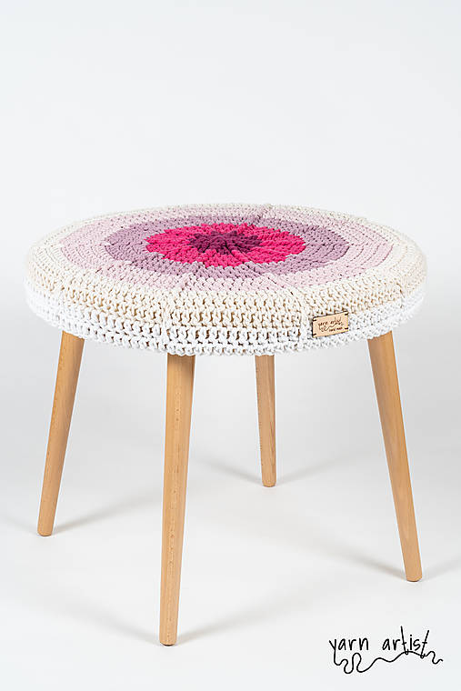 Taburetka Ø 50, pink / yarn-artist - SAShE.sk