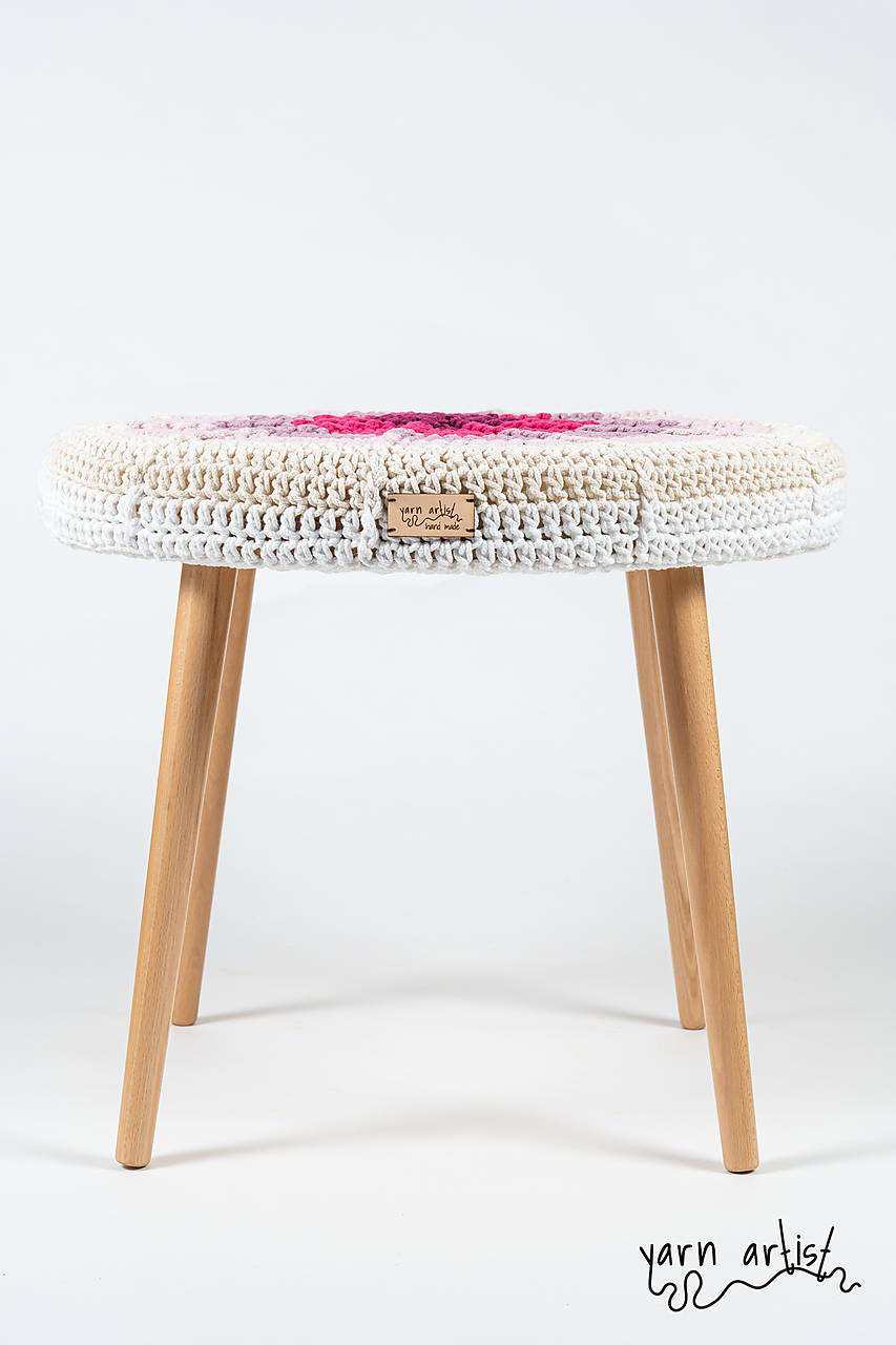 Taburetka Ø 50, pink / yarn-artist - SAShE.sk