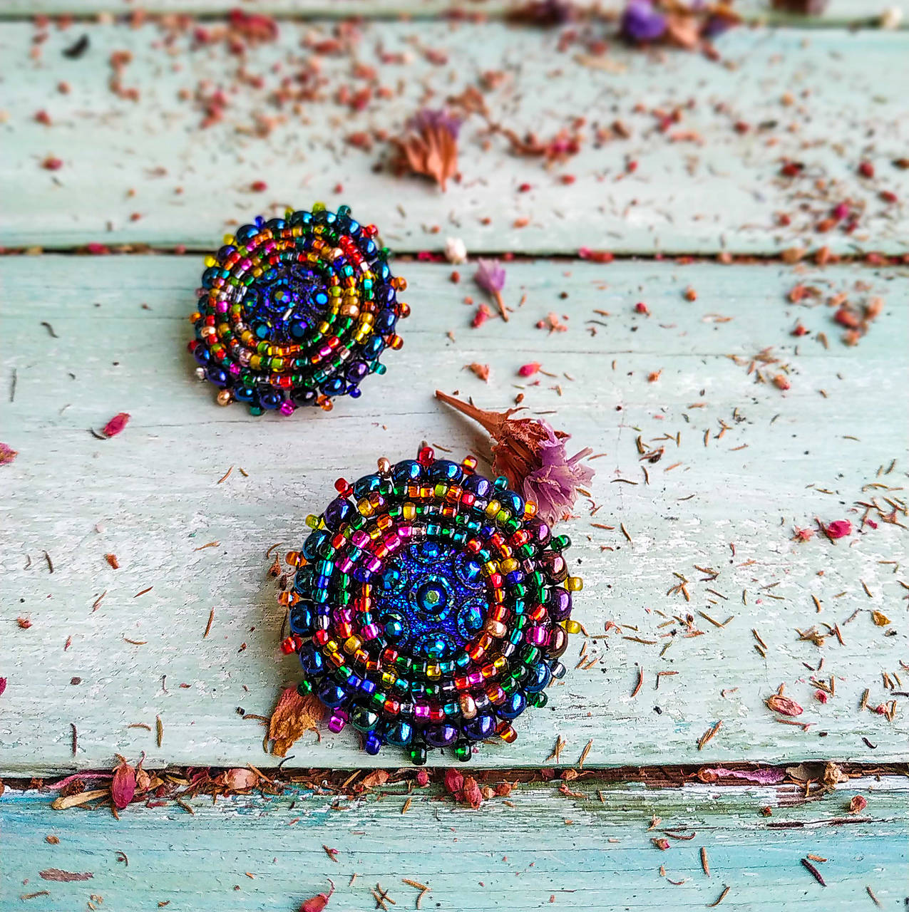 Melange earrings n.7 - vyšívané náušnice / Tamarchi - SAShE.sk