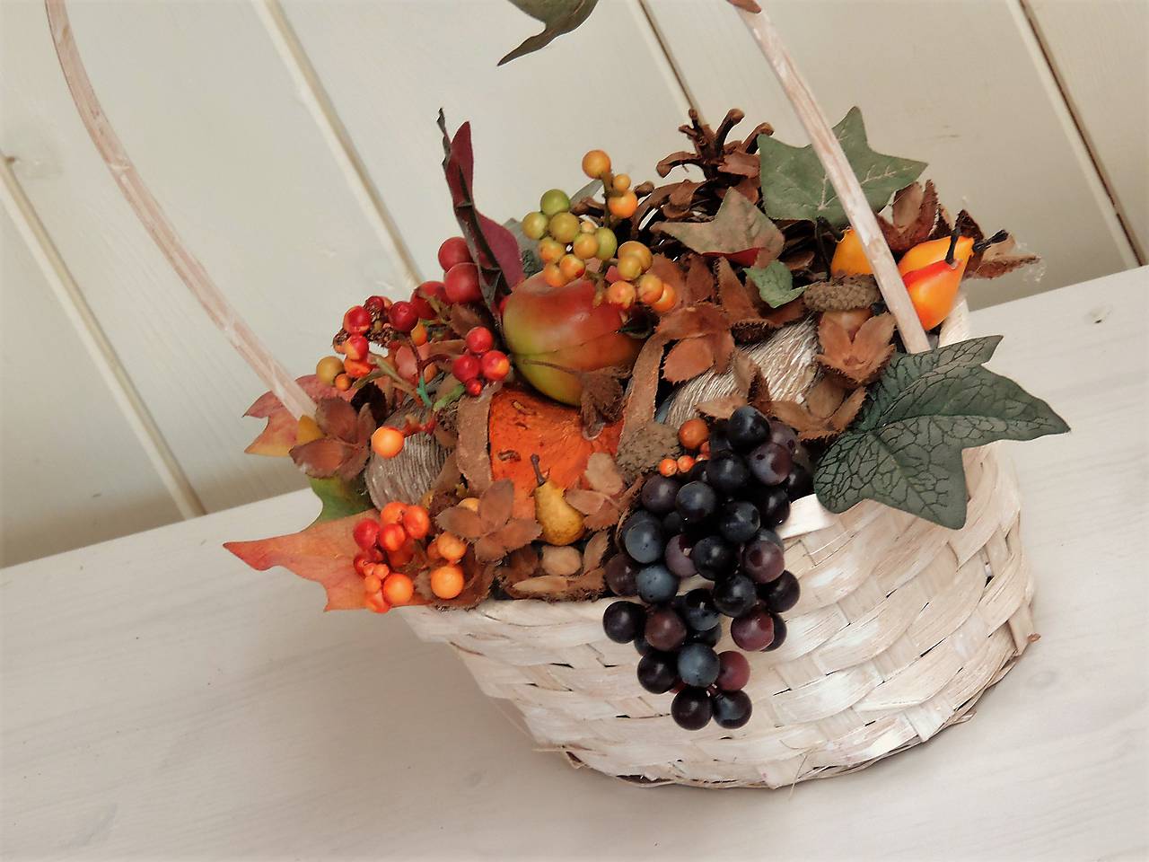 Jesenná dekorácia, jesenný aranžmán, jesenný košík / Clarah - SAShE.sk