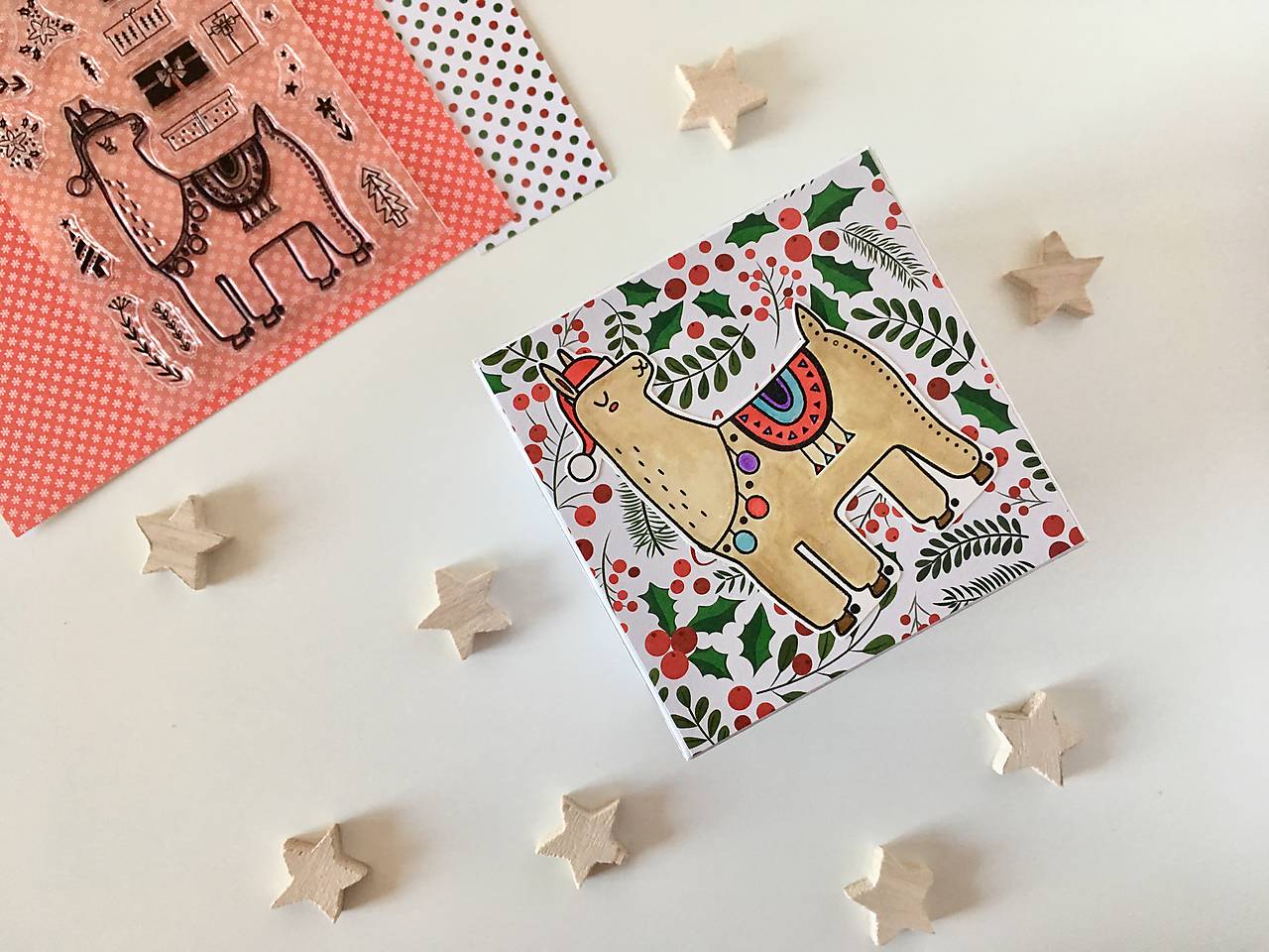 Vianočný exploding box lama / modryvrabec - SAShE.sk