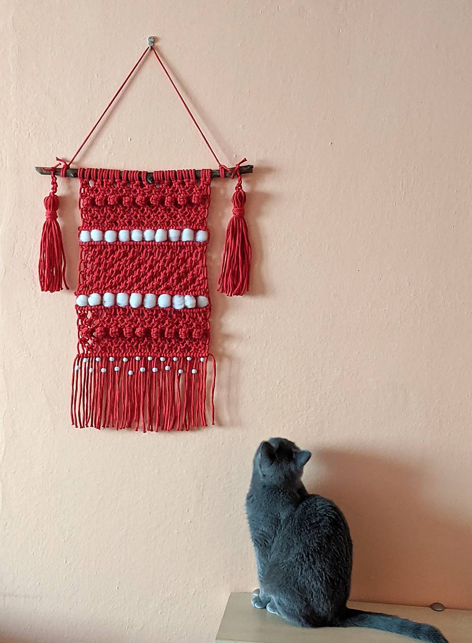 Macramé dekorácia červená / macrame-sk - SAShE.sk