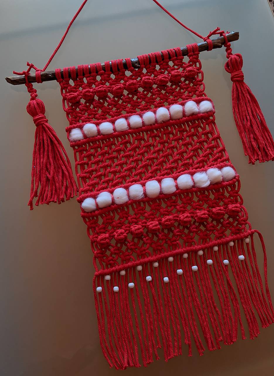 Macramé dekorácia červená / macrame-sk - SAShE.sk
