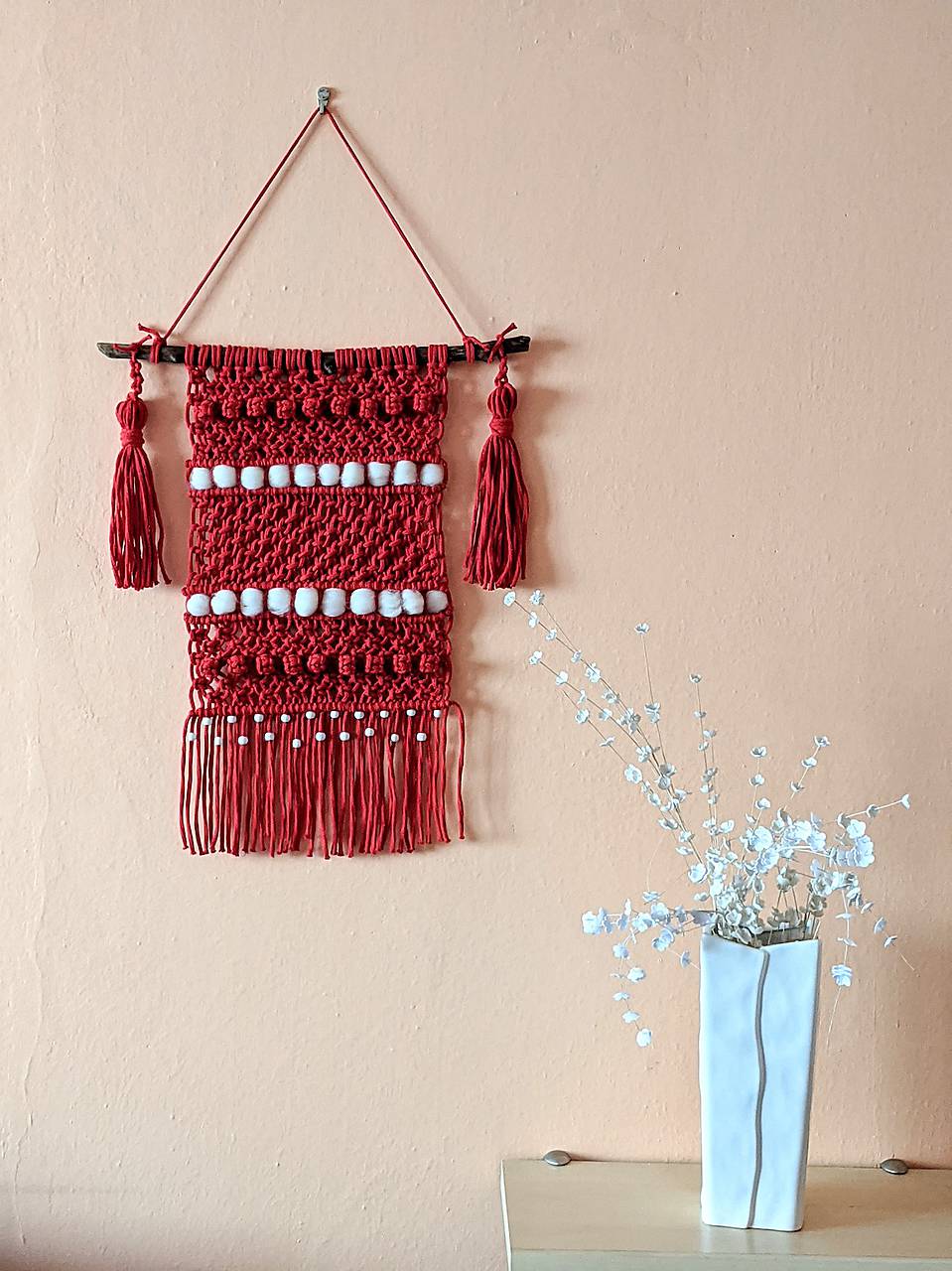 Macramé dekorácia červená / macrame-sk - SAShE.sk