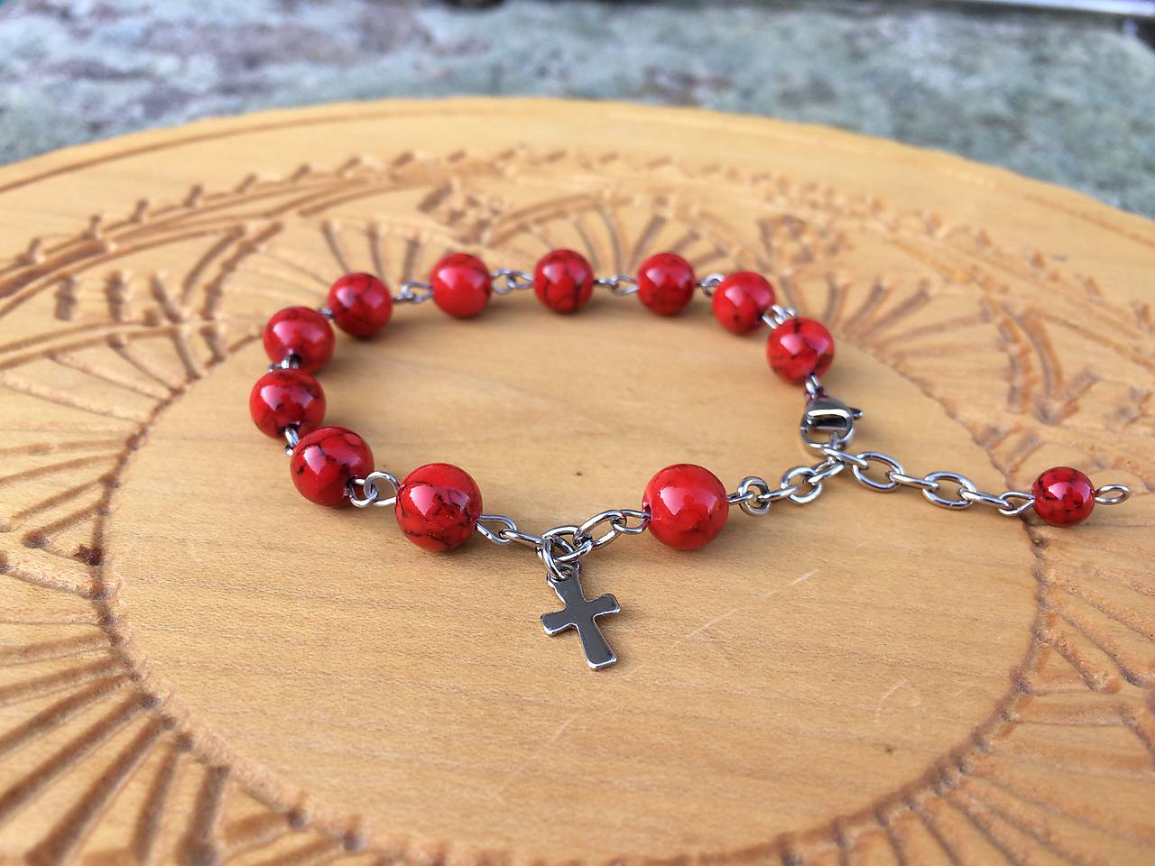 Ruženec na ruku z Jadeitu-oceľ (ruženec na ruku z Jadeitu 8mm-oceľ ...