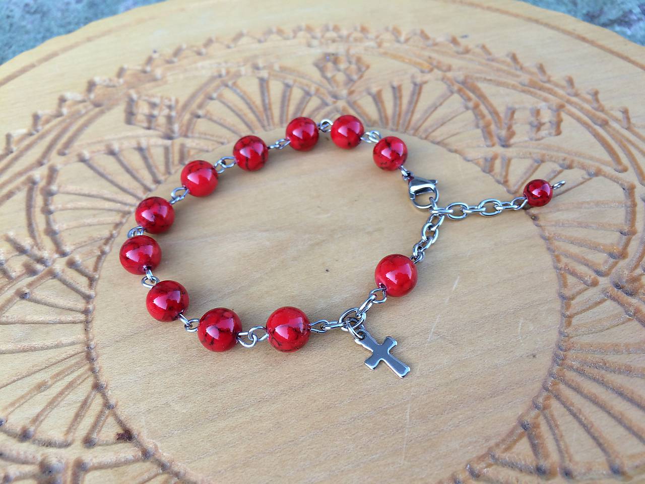 Ruženec na ruku z Jadeitu-oceľ (ruženec na ruku z Jadeitu 8mm-oceľ ...