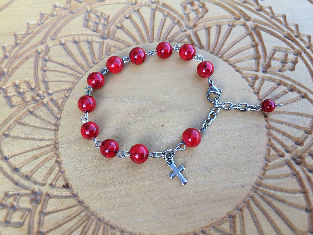 Ruženec na ruku z Jadeitu-oceľ (ruženec na ruku z Jadeitu 8mm-oceľ ...