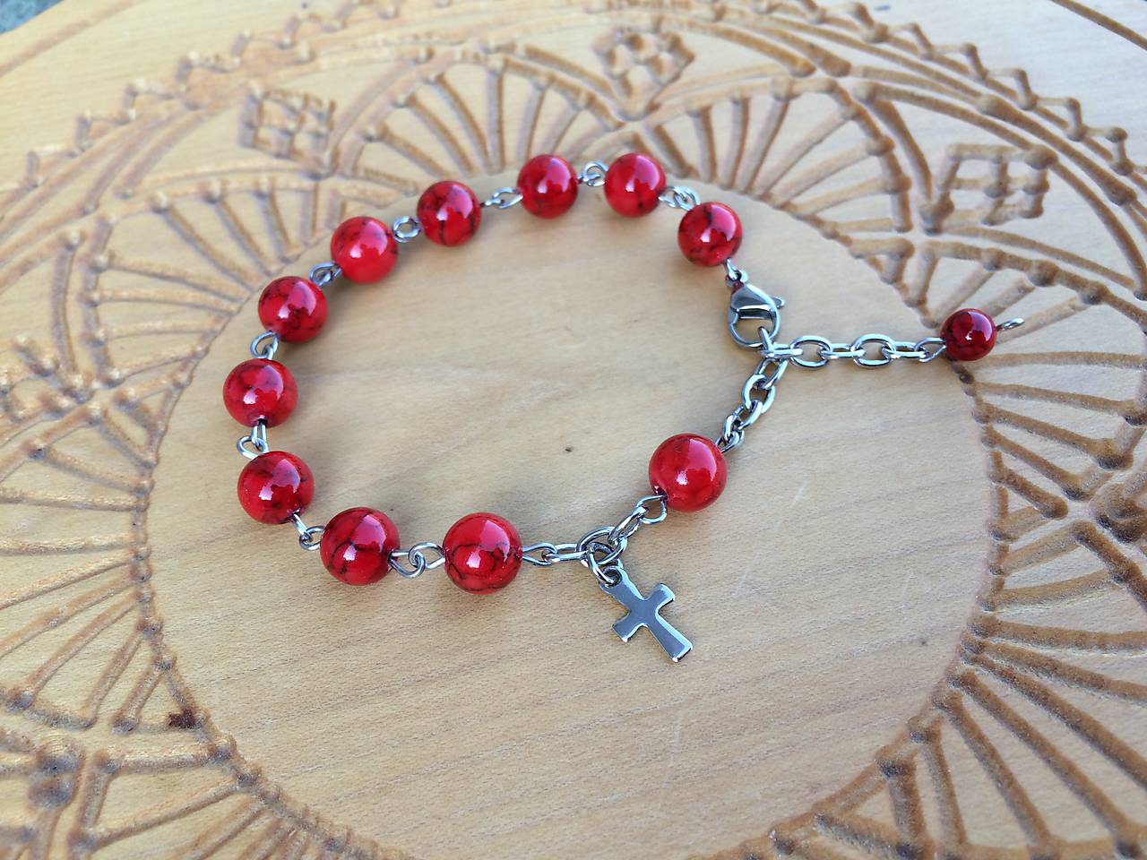 Ruženec na ruku z Jadeitu-oceľ (ruženec na ruku z Jadeitu 8mm-oceľ ...