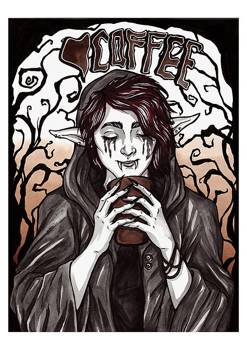 Troll Coffee Time - art print - tlač A4, A5 / katytroll - SAShE.sk