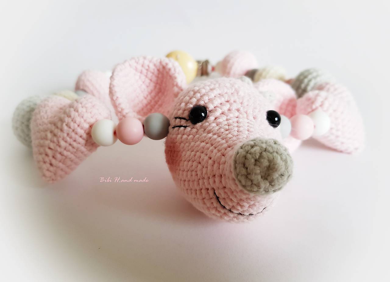 Háčkovaná retiazka na kočík Myška / bibica - SAShE.sk