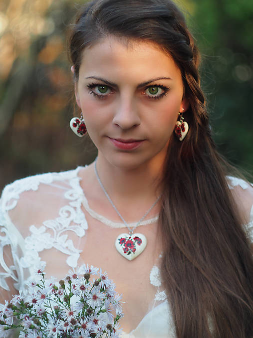 Náhrdelník srdce Divý mak biely / DaLeaSperky - SAShE.sk