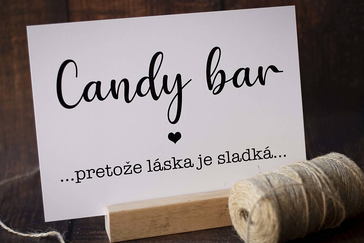 Candy bar - informačná kartička / svadobnagrafika - SAShE.sk