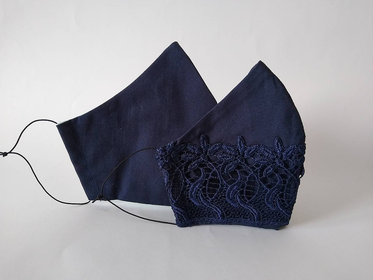 Dizajnové rúška pár tmavomodré tvarované dvojvrstvové / Barborka1984 ...