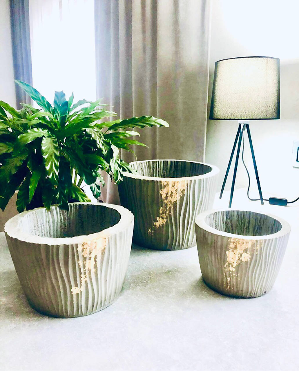 Betónový kvetináč pre izbové rastliny "Golden Loft“ vel. L / Florelle ...