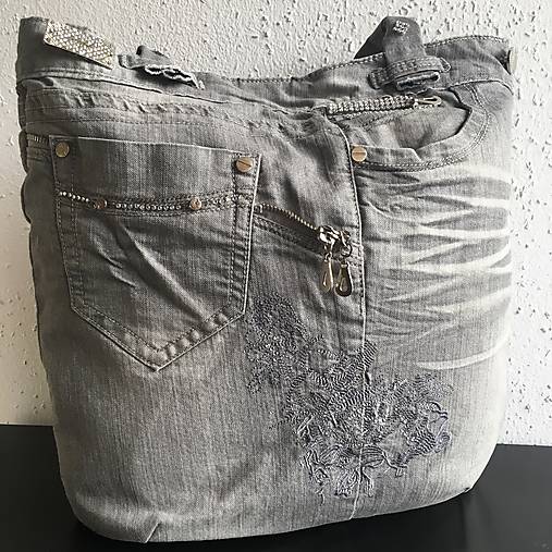 Taška Riflová Strieborná / MarFushka - SAShE.sk